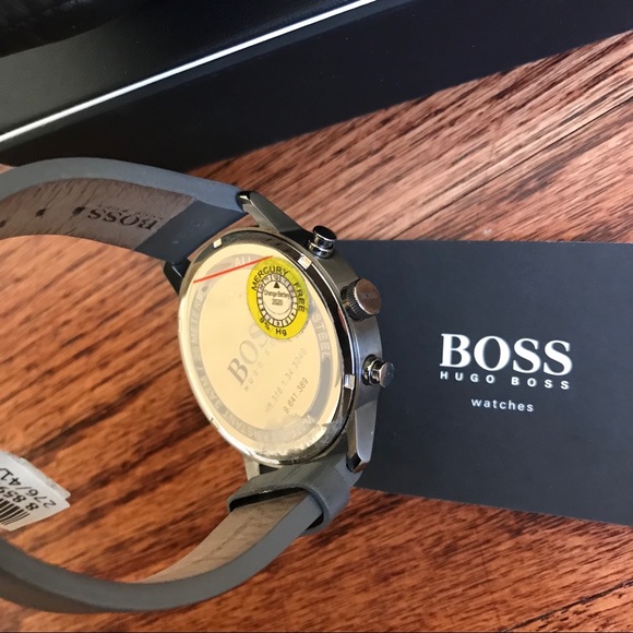 Hugo Boss | Accessories | Hugo Boss Chronograph Gray Leather Strap ...